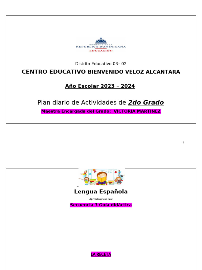 Plan de Actividades: Recetas en 2do Grado | PDF | ensalada | Desarrollo ...