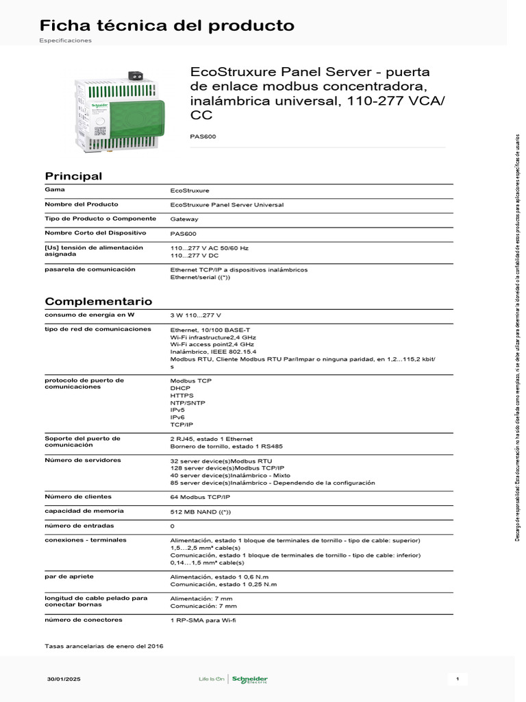 Schneider Electric - EcoStruxure-Panel-Server - PAS600 | PDF | Red de ...