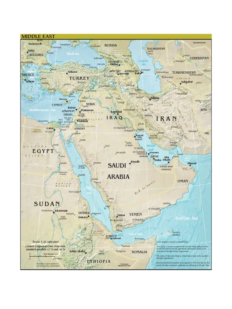 Middle East Geographic Overview Map | PDF | Persian Gulf | Asia