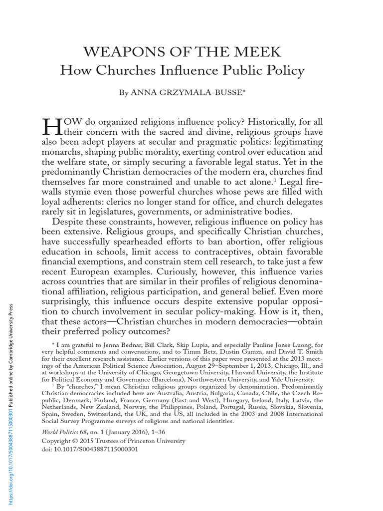 How Churches Influence Public Policy | PDF | Political Parties