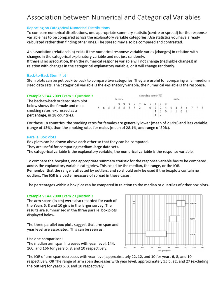 Association Between Numerical and Categorical Variables | PDF ...