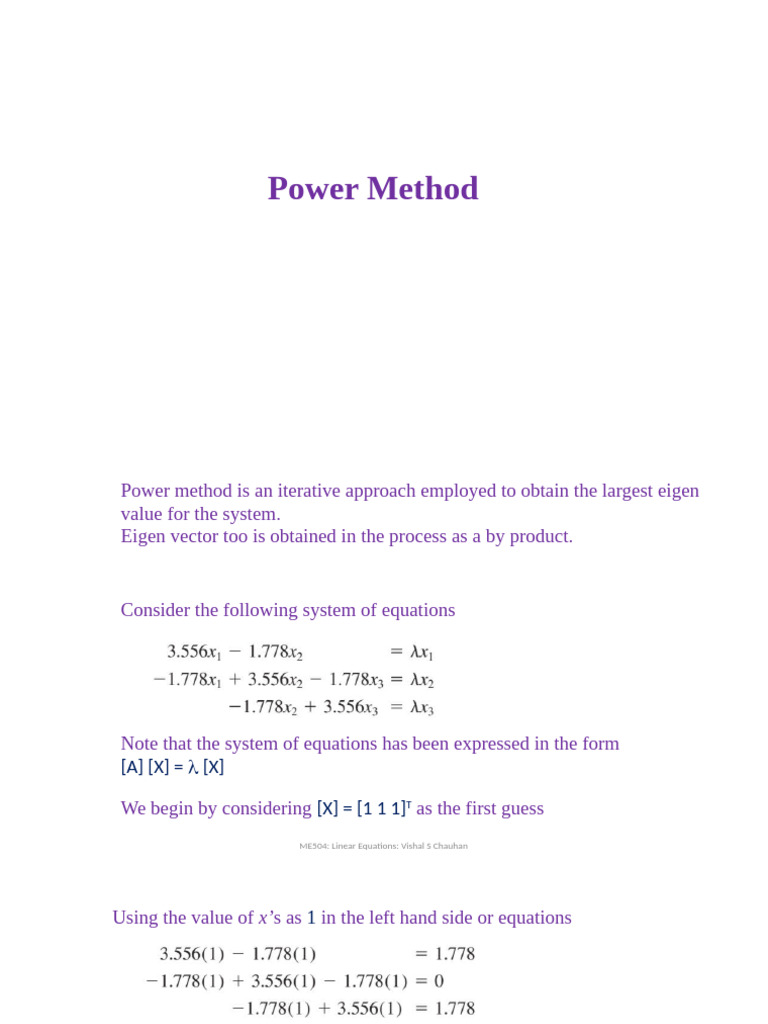 Power Method for Eigenvalue Calculation | PDF | Eigenvalues And ...