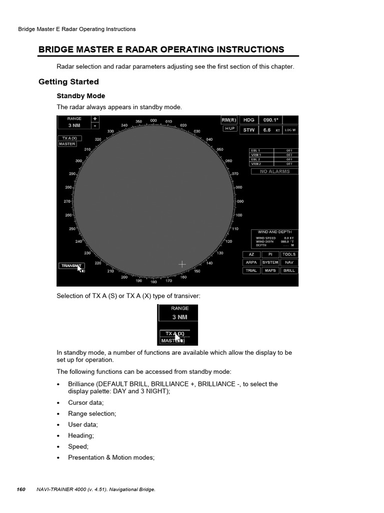 Bridgemaster E Operating Instructions | PDF | Menu (Computing) | Radar