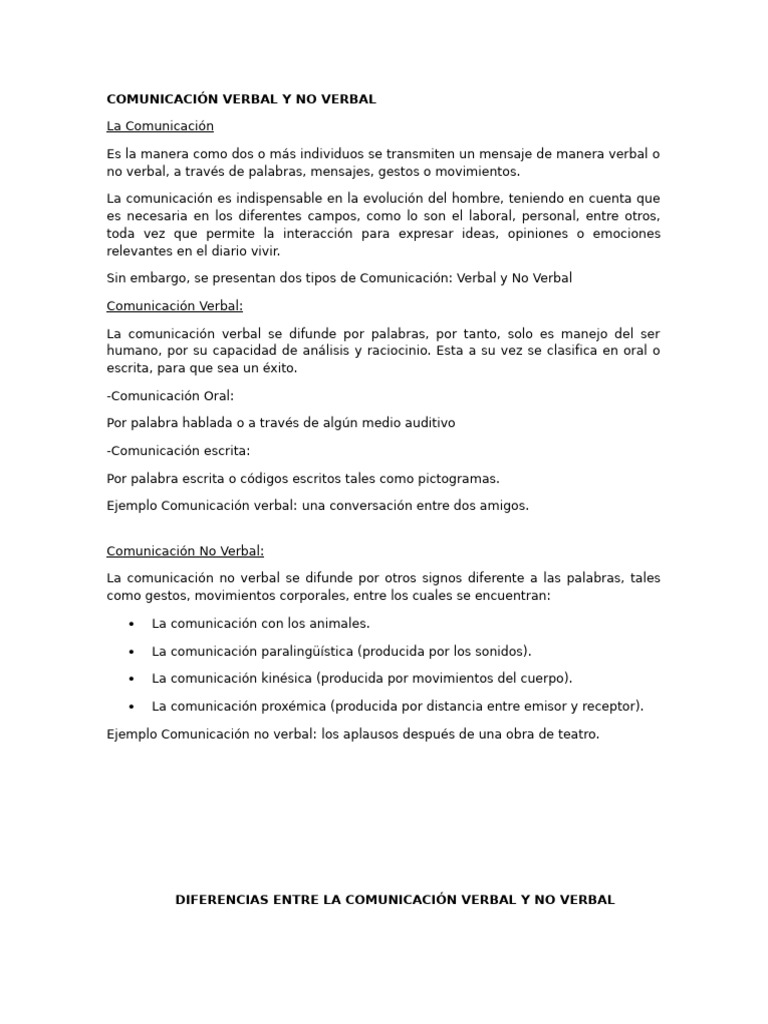 Comunicación Verbal y No Verbal | PDF