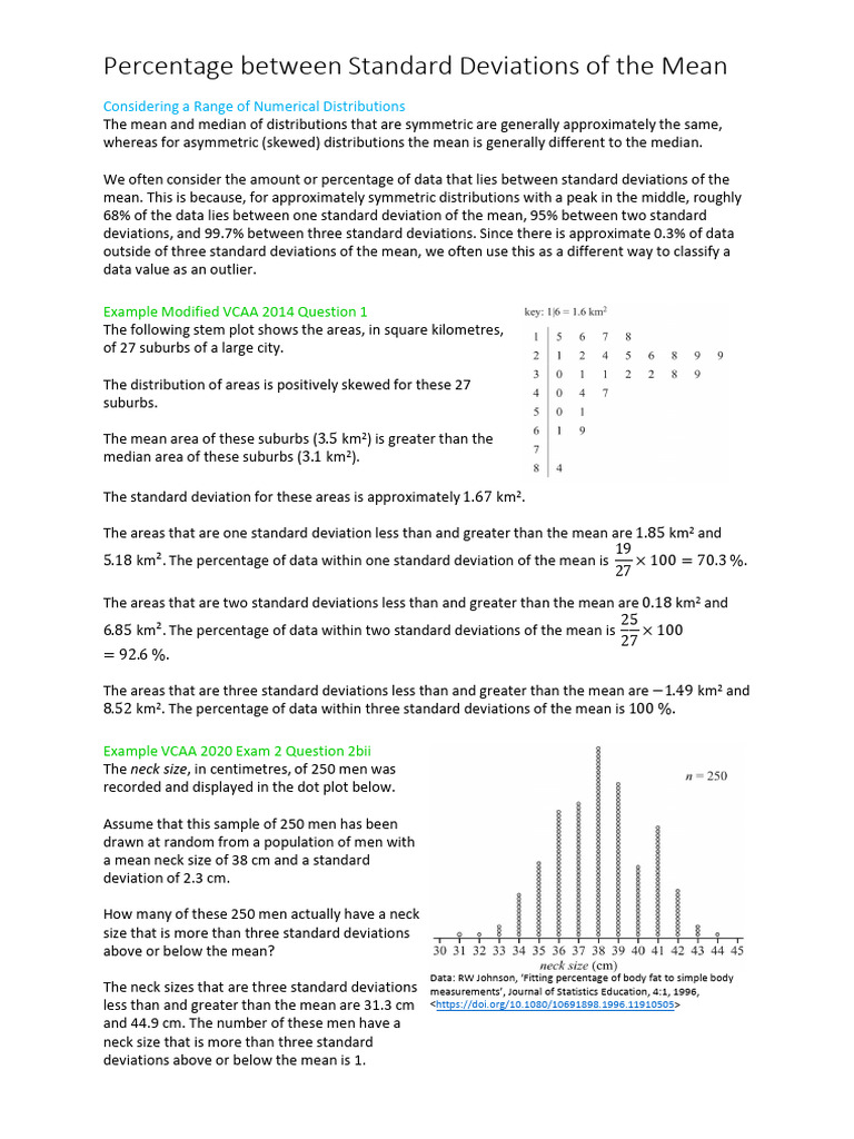 Percentage between Standard Deviations of the Mean | PDF | Mean ...
