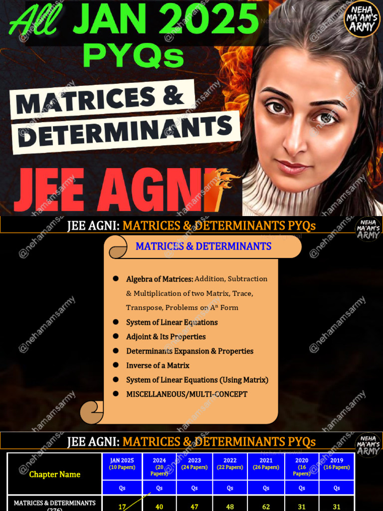 (Handwritten Solutions) JEE Mains JAN 2025 PYQs - Matrices & Determinant | PDF | Determinant ...
