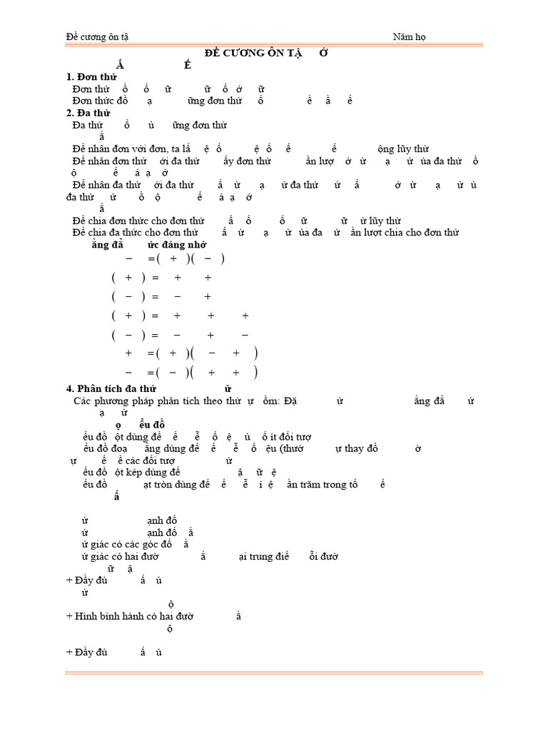 De Cuong On Tap Cuoi HKI - 2024-2025 - Toan 8 | PDF