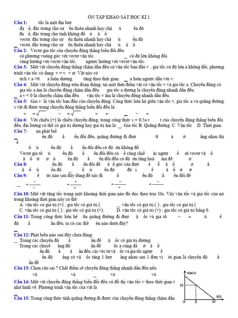 De Cuong on Tap Vat Ly Hk1 | PDF