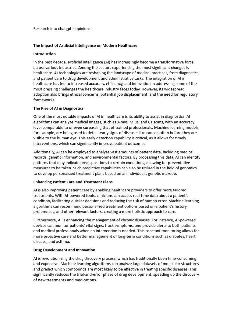 AI's Transformative Impact on Healthcare | PDF | Artificial ...