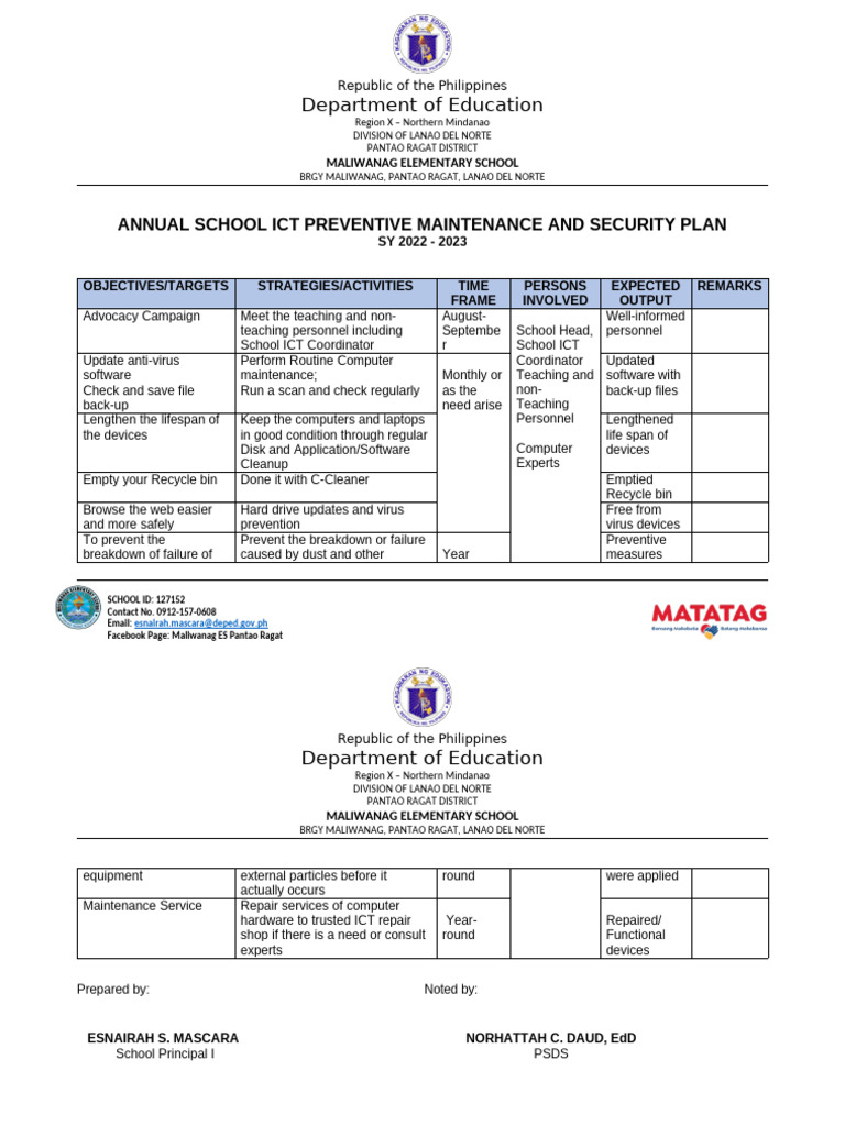 1.2.3. OSDS Annual ICT Preventive Maintenance and Security Plan | PDF ...