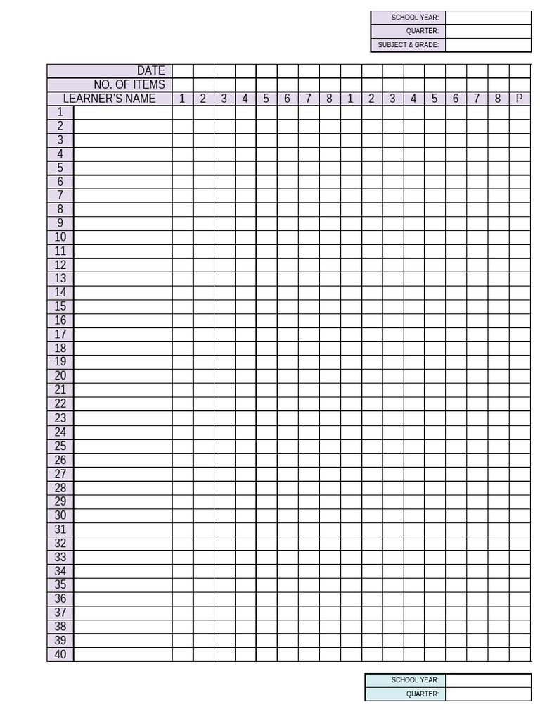 Student Assessment Record Template | PDF