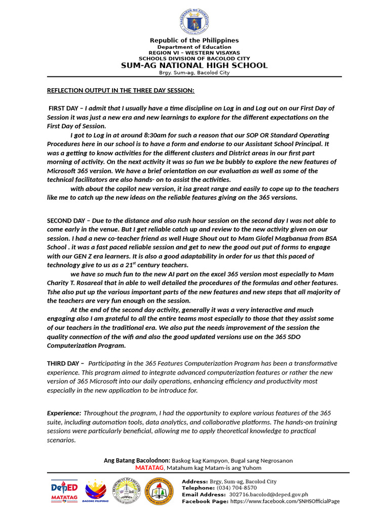 Reflection on Microsoft 365 Training Session | PDF | Automation ...