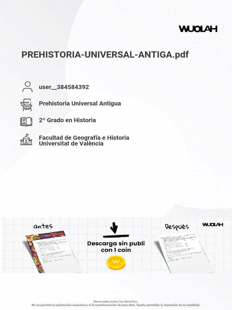 Wuolah Free PREHISTORIA UNIVERSAL ANTIGA | PDF
