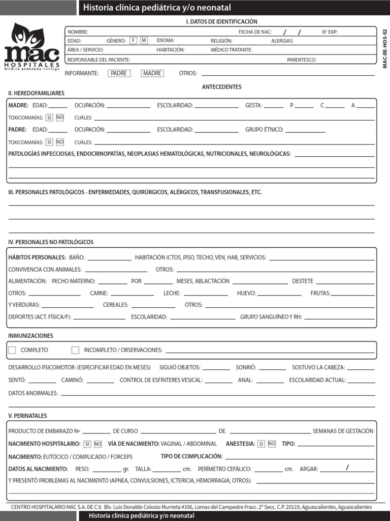 Historia Clinica Pediatrica | PDF | Alergia | Medicina