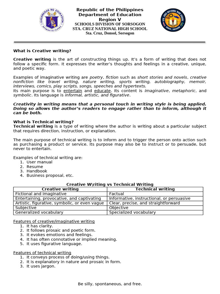 Creative vs Technical Writing Explained | PDF | Writing | Human ...