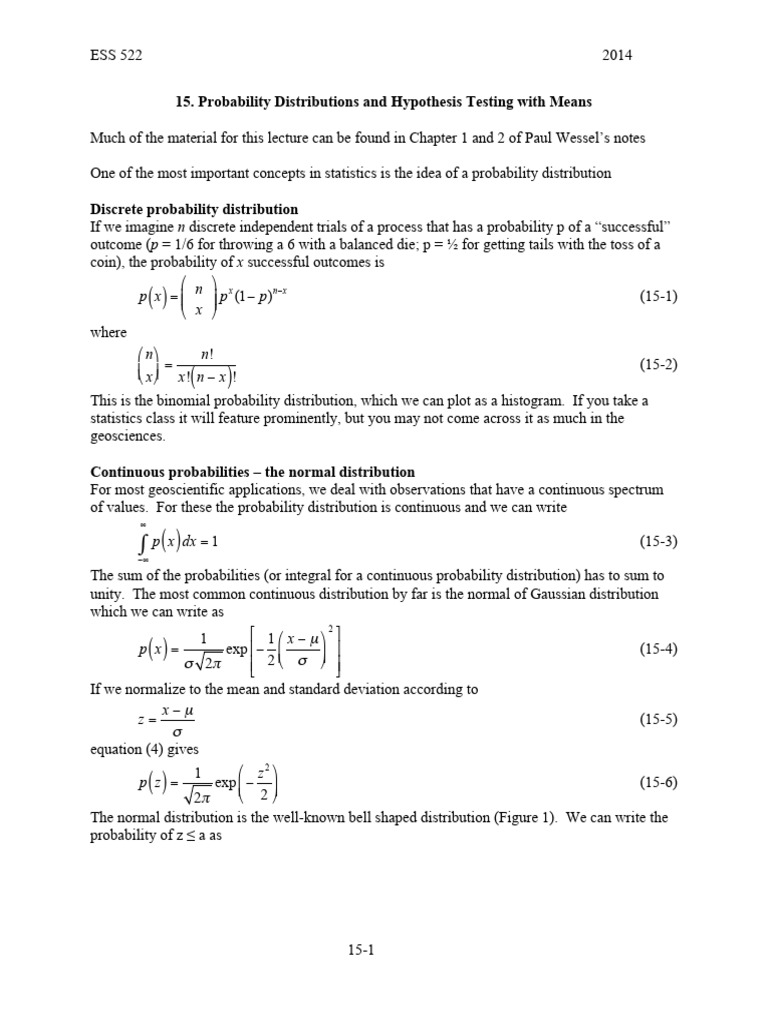 Probability Distributions & Hypothesis Testing | PDF | Probability ...