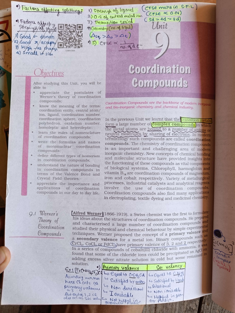 Coordination Compounds NCERT Highlight - Compressed | PDF