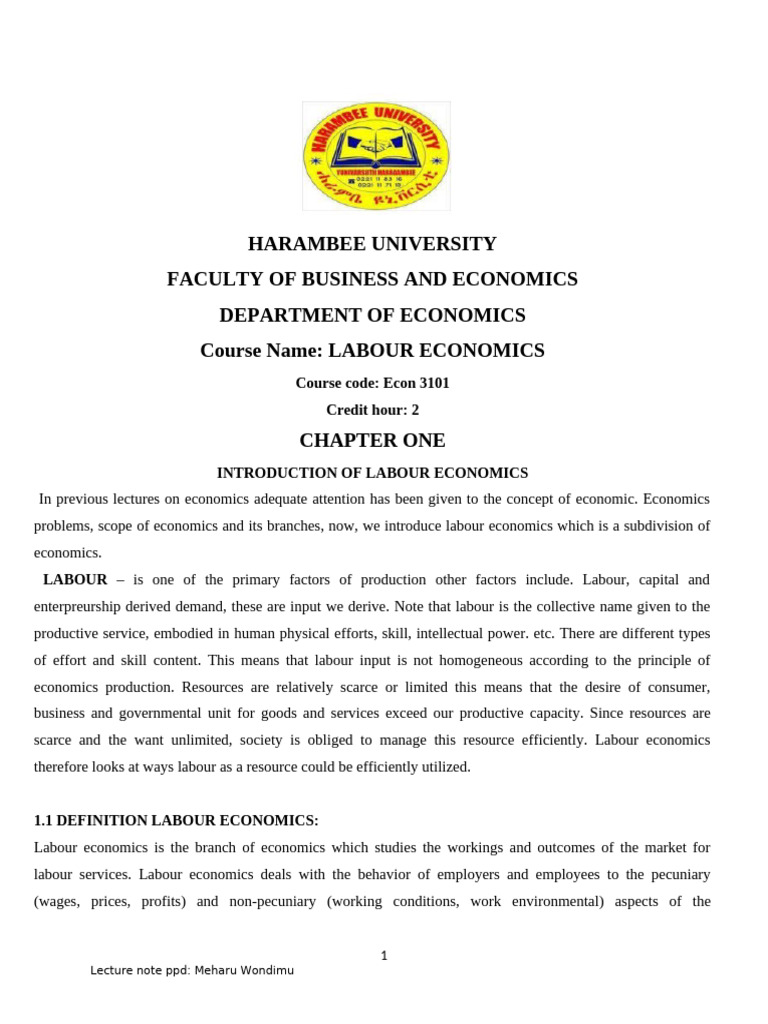 INTRODUCTION OF LABOUR ECONOMICS Hand Out | PDF | Cost Of Living ...