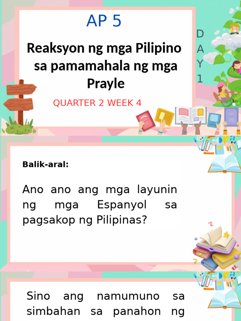 Reaksyon NG Mga Pilipino Sa Pamamahala NG Mga Prayle: Quarter 2 Week 4 ...