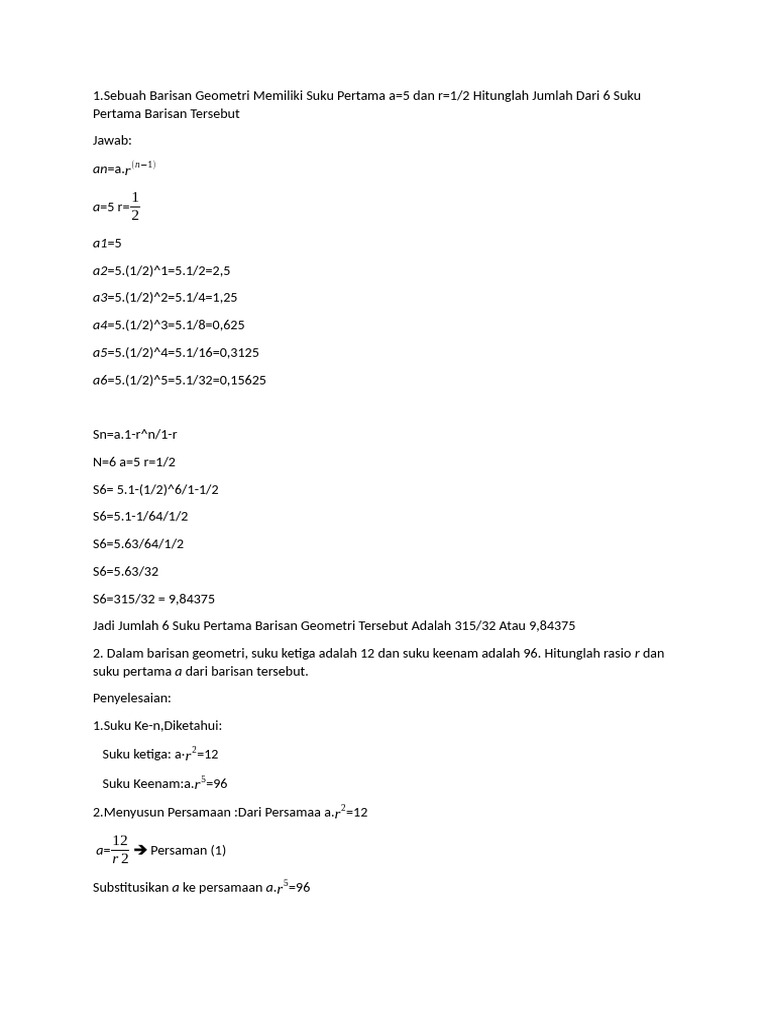 Contoh Soal Barisan Geometri | PDF