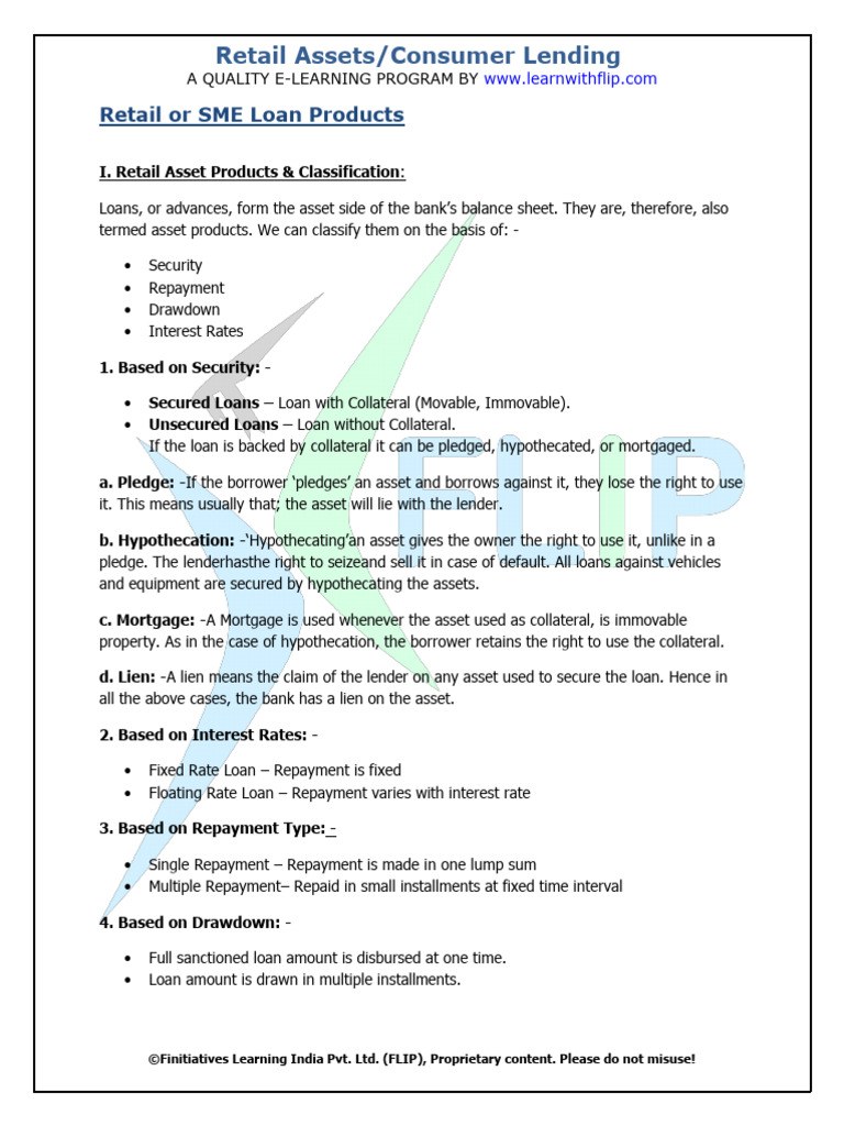 Summary6_Retail Assets-Consumer Lending | PDF | Loans | Debt