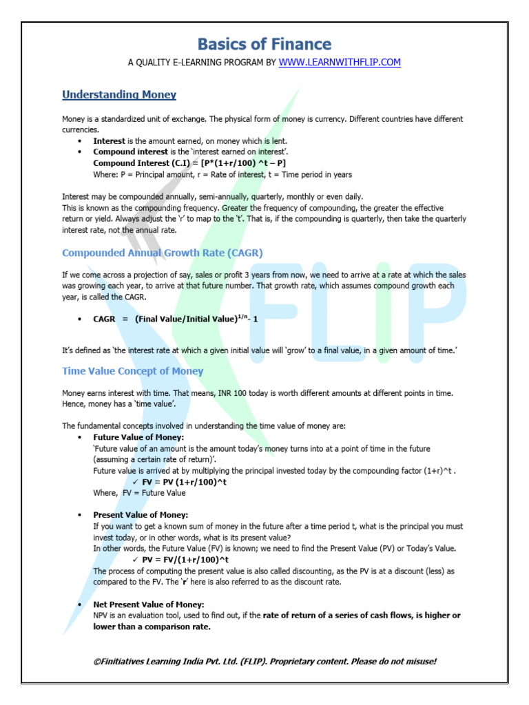 Summary1 - Basics of Finance | PDF | Debits And Credits | Expense