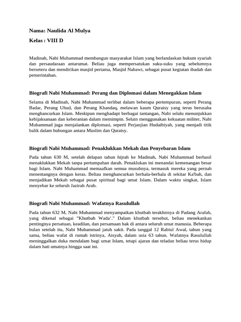 Biografi Nabi Muhammad SAW | PDF