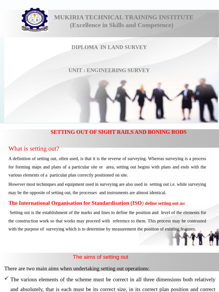 Setting Out with Sight Rails and Boning Rods | PDF | Surveying