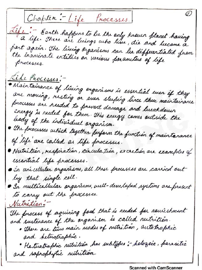 Life Process Notes by Harshul Puri | PDF | Physiology | Tissue (Biology)