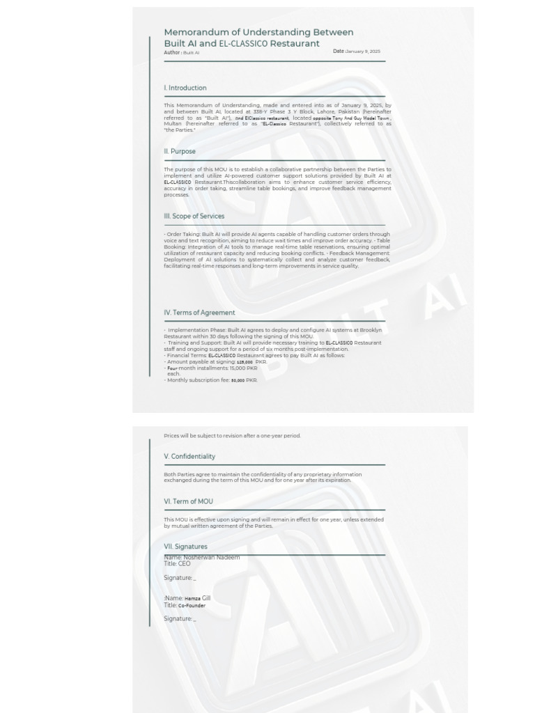 This MOU Is Executed by The Duly Authorized Representatives of The ...