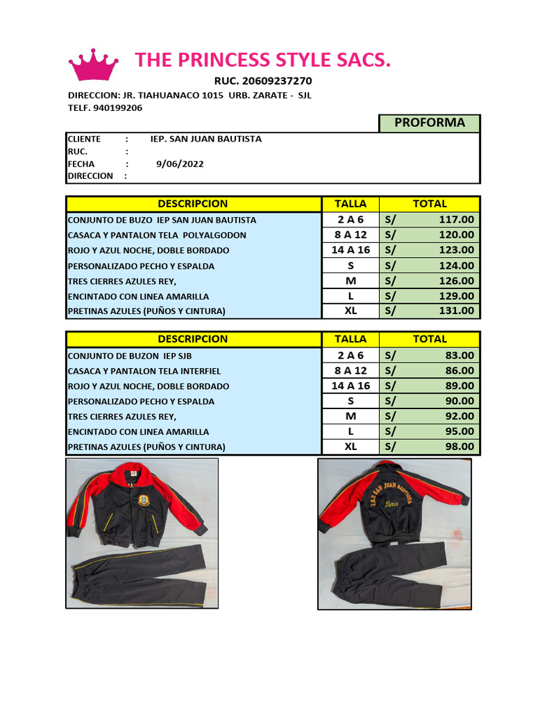 Proformas Buzos SJB | PDF