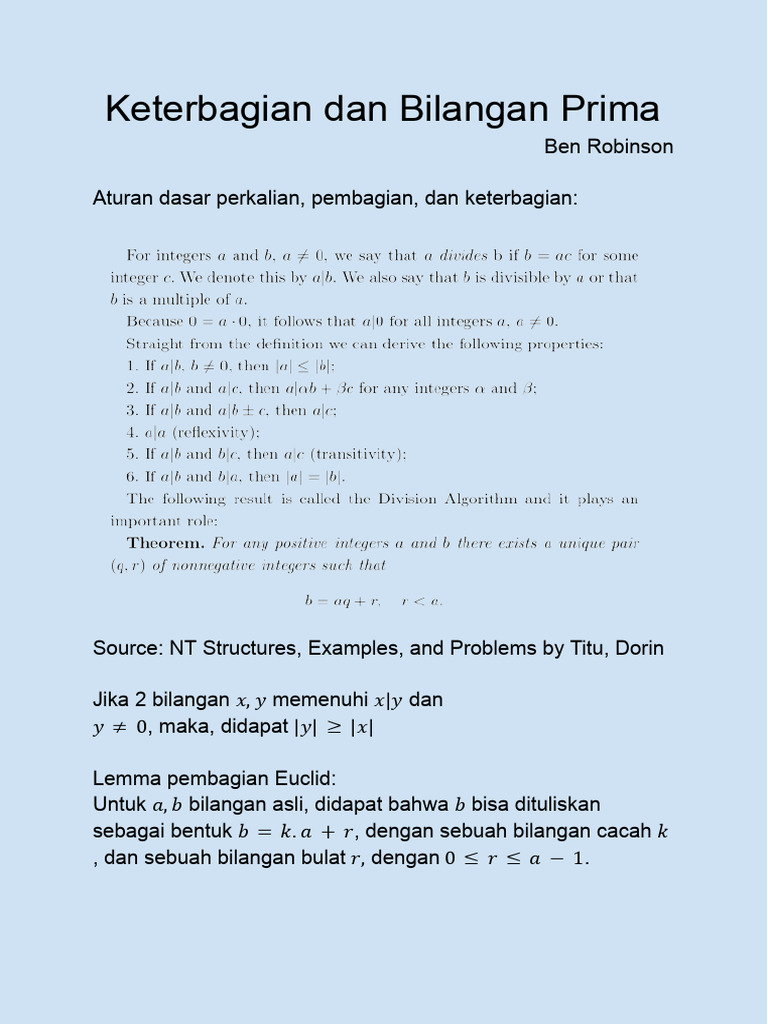 Keterbagian Dan Bilangan Prima Ben | PDF