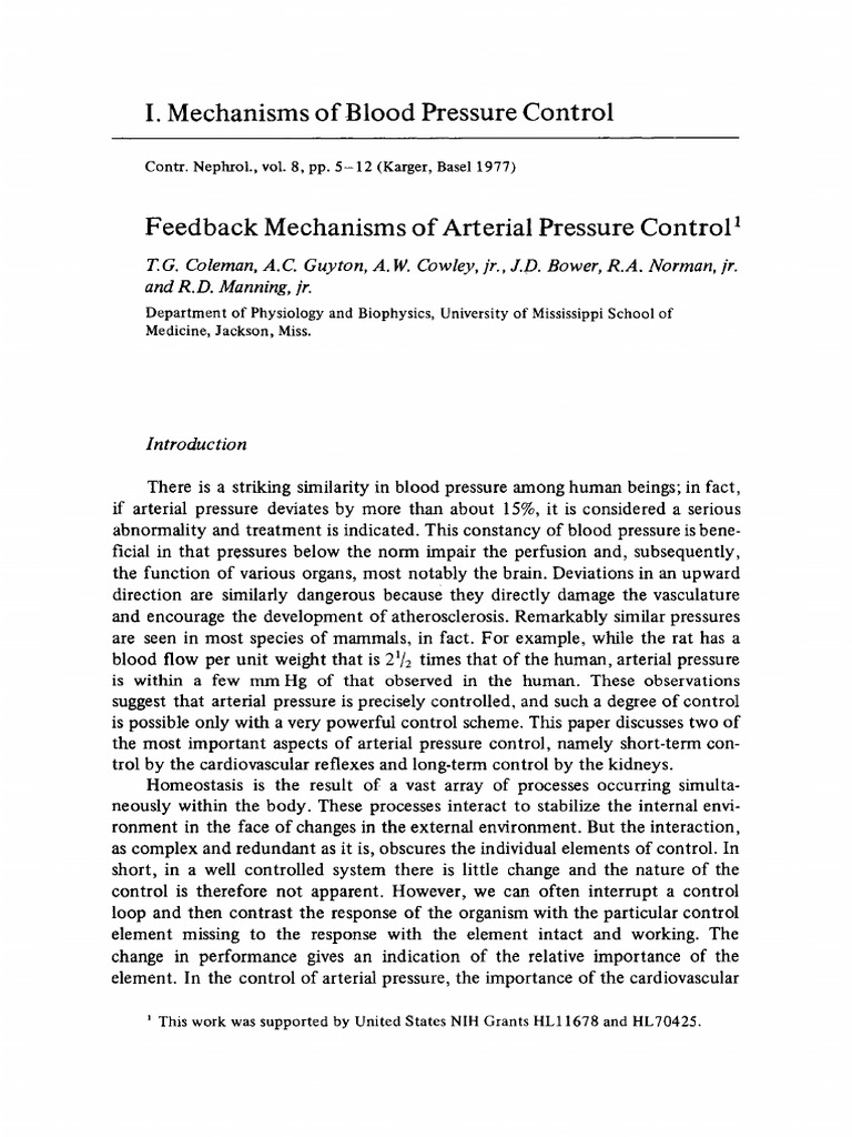 Guyton - Feedback Mechanisms of Arterial Pressure Control | PDF | Blood ...