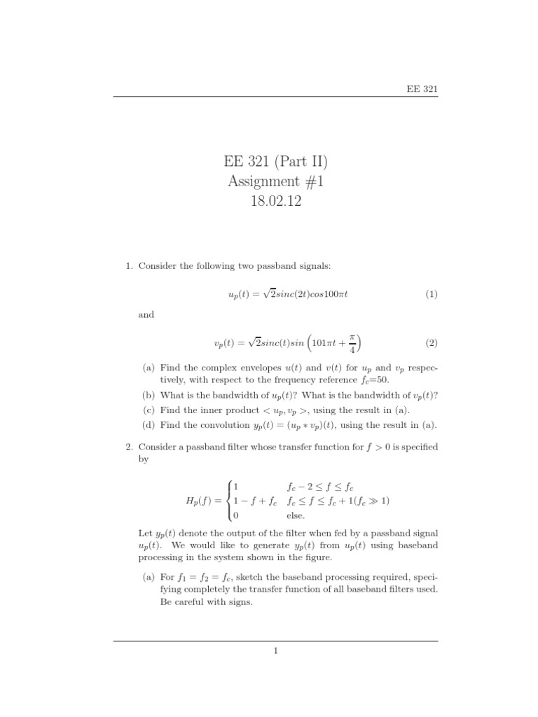 EE 321 (Part II) Assignment #1 18.02.12 | PDF | Teaching Methods ...
