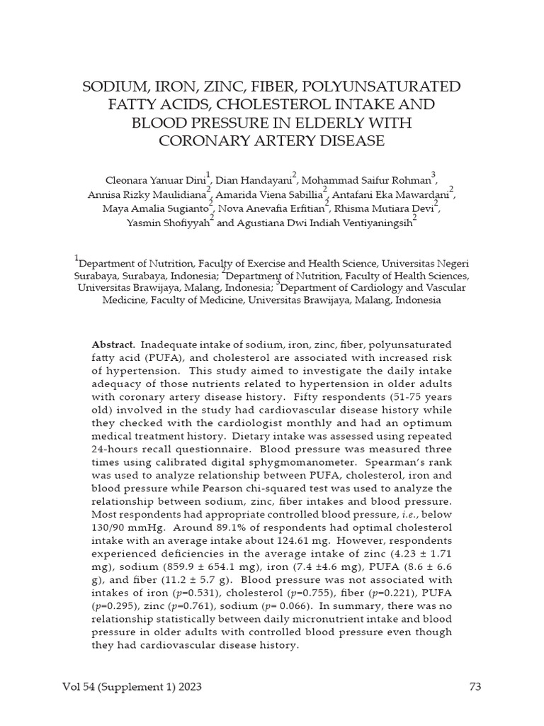 Sodium, Iron, Zinc, Fiber, Polyunsaturated Fatty Acids, Cholesterol ...