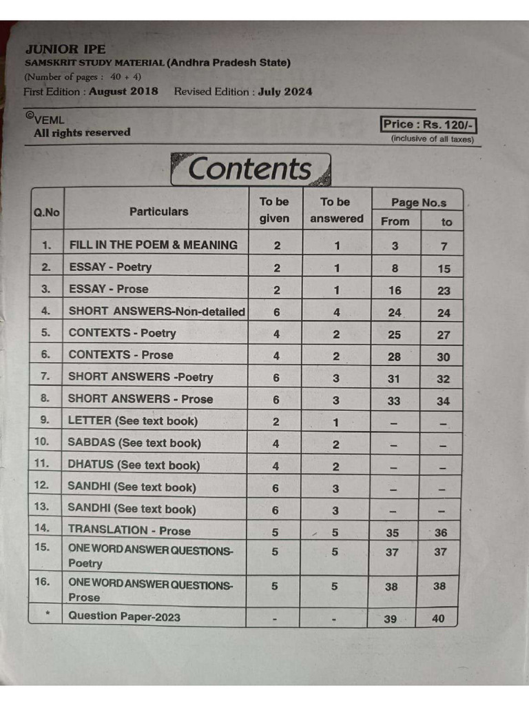 Junior IPE sanskrit study material | PDF