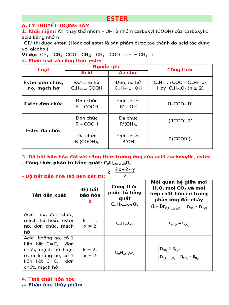 1. CHUYÊN ĐỀ ESTER | PDF