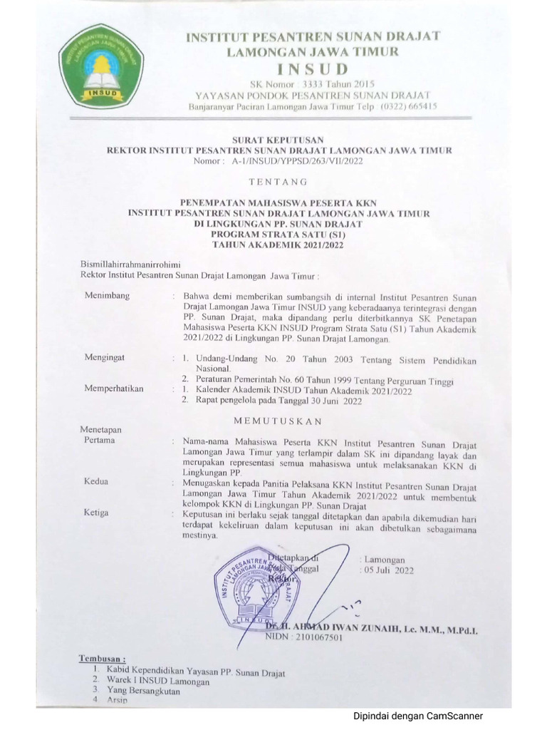 Sk Kkn Mahasiswa Di Ppsd | PDF