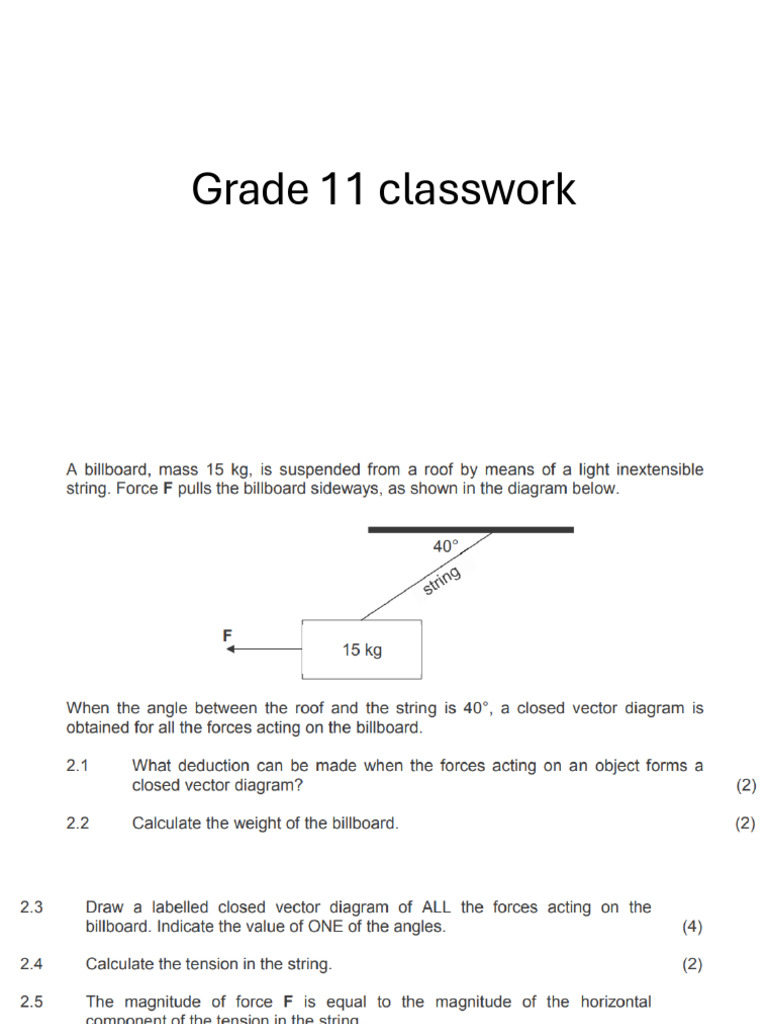 gr11 Classwork Forces | PDF