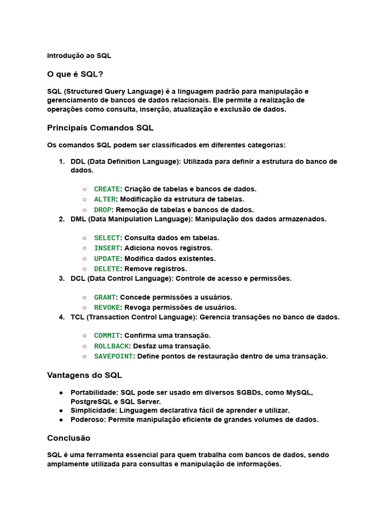Introducao SQL | PDF