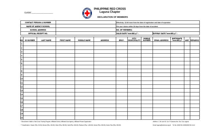 Red Cross Declaration Form Classic | PDF