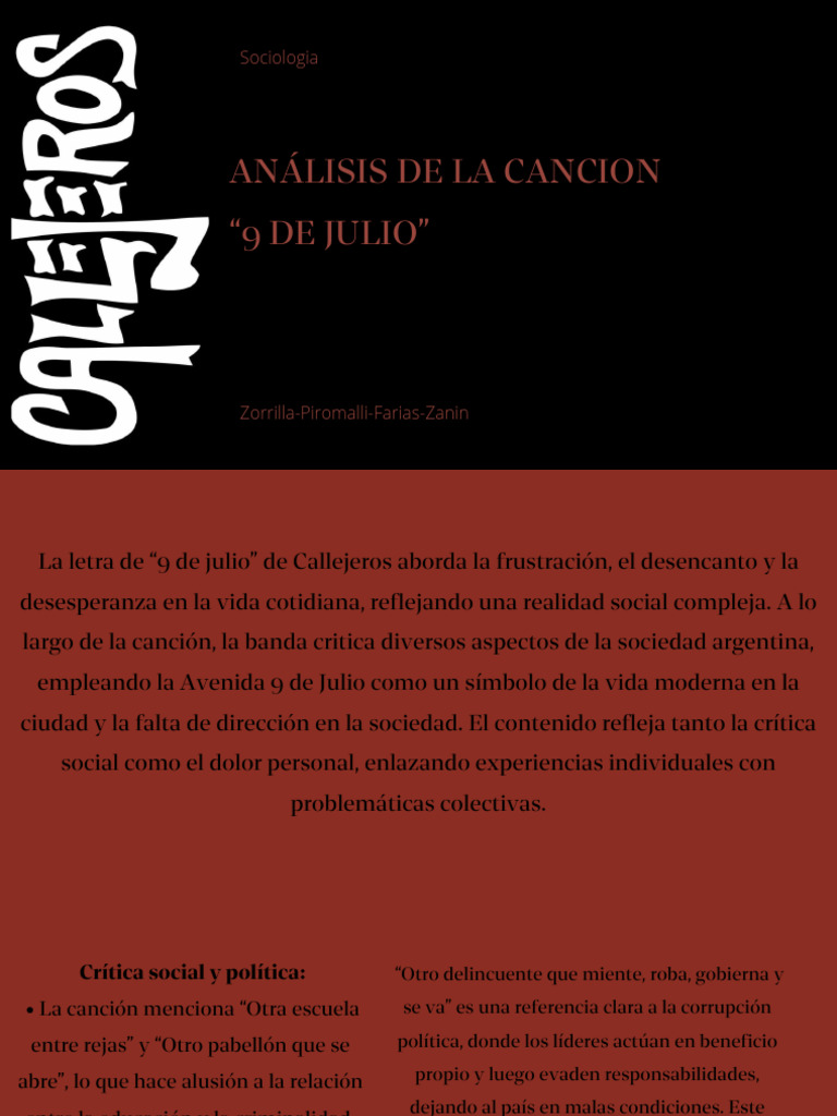 ANÁLISIS de La Cancion 9 de Julio PDF | PDF | Soledad | Temor
