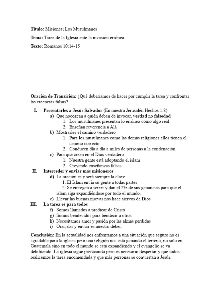 Prédica de Misiones | PDF