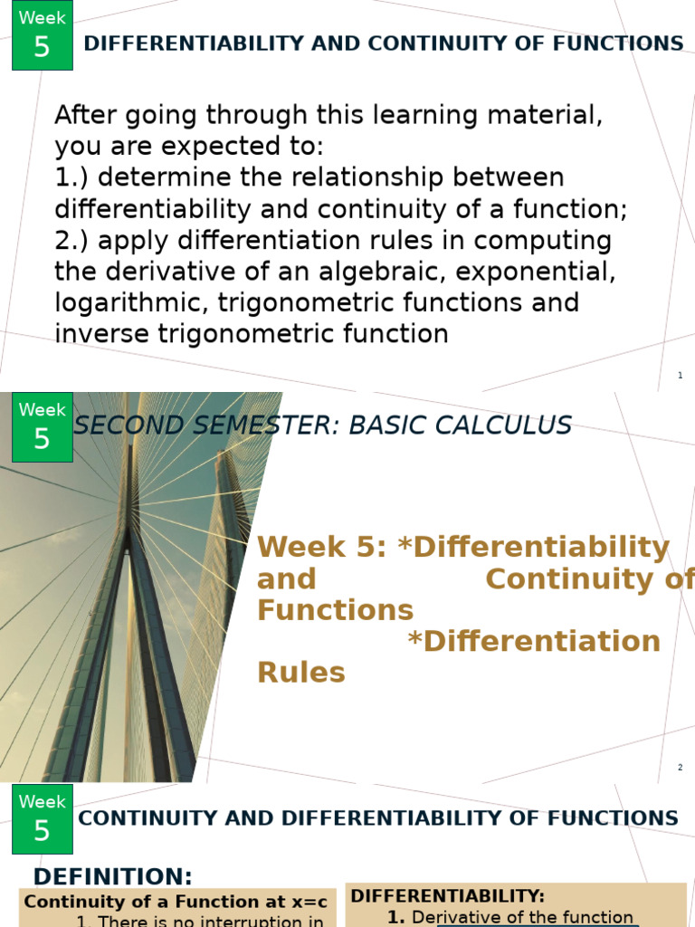 Differentiability & Continuity Guide | PDF | Derivative | Function (Mathematics)