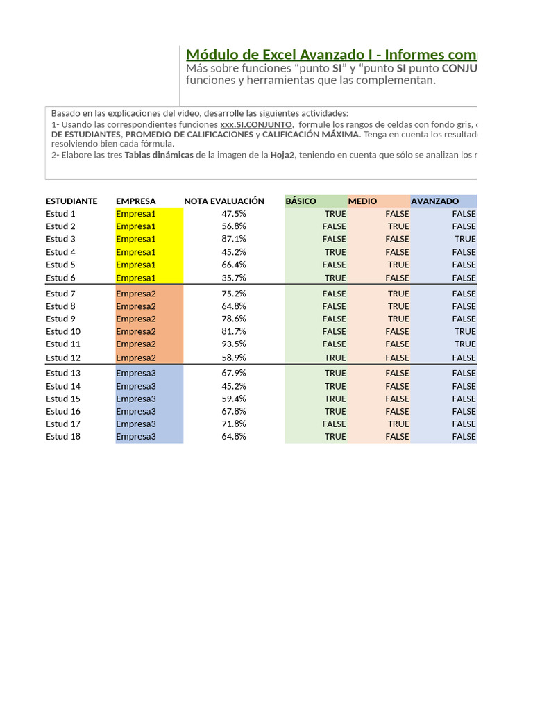 Actividad Practica Excel Avanzado L4 Desarrollada | PDF