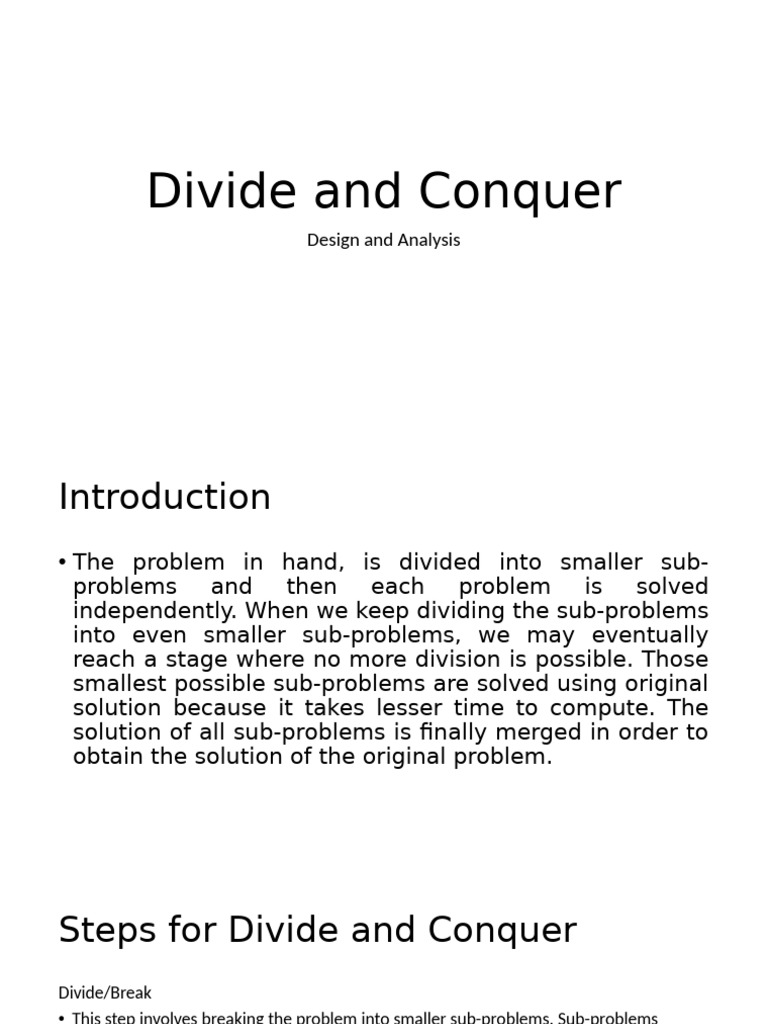 Divide and Conquer Algorithm Explained | PDF