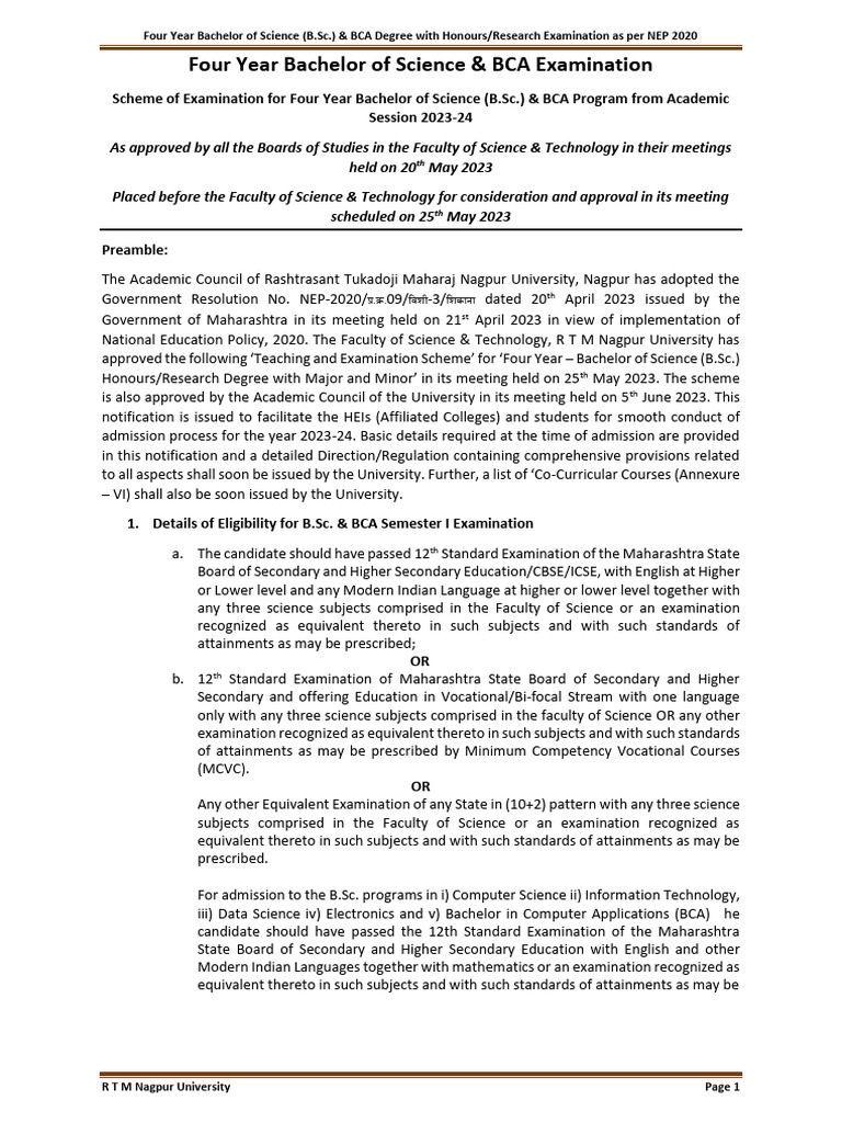 BSc and BCA Proposed Course Guidelines Scheme and Syllabus | PDF ...