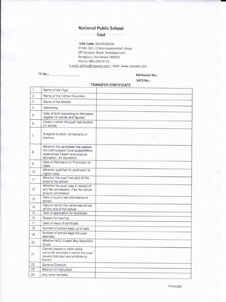 Transfer Certificate | PDF