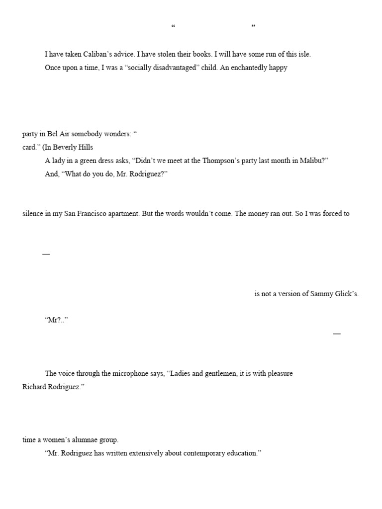 The Hunger of Memory | PDF