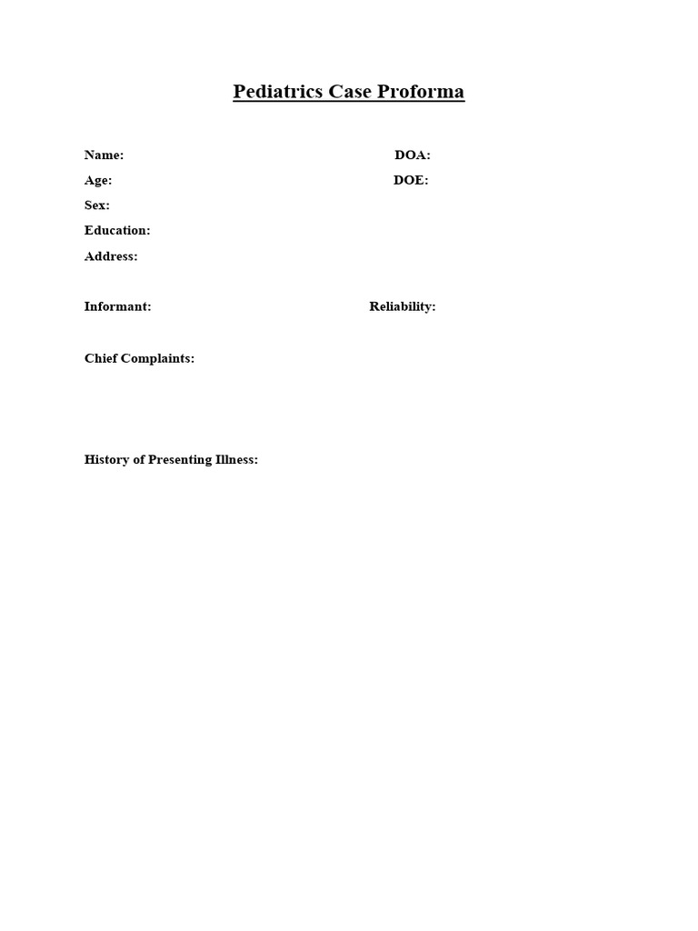 Pediatrics Case Proforma-1 | PDF | Anatomical Terms Of Motion | Human Leg